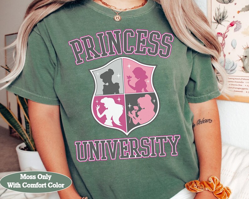Disney Princess University College Text Logo Graphic Shirt - Etsy