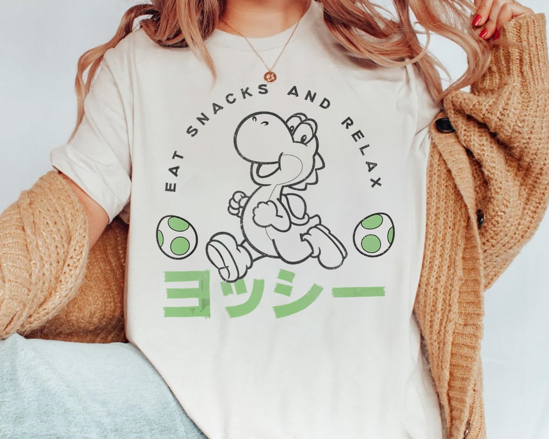 Super Mario Yoshi Eats Snacks and Relax Kanji Portrait Shirt - Etsy