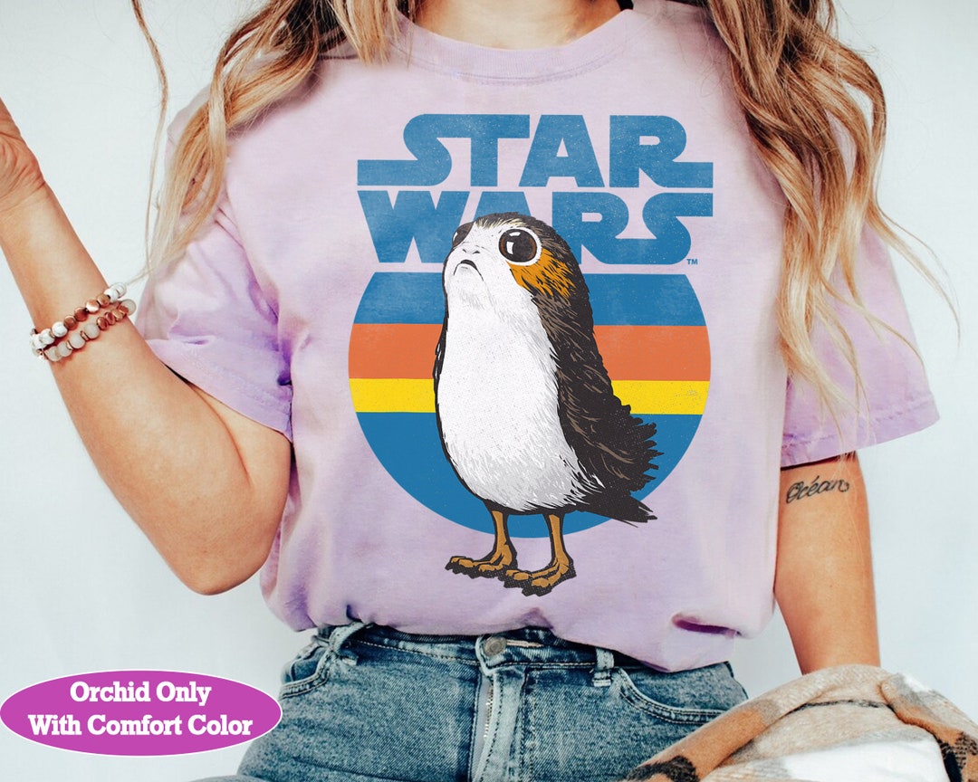 Star Wars Last Jedi Porg Retro Stripes Logo Graphic Shirt, Galaxy's ...
