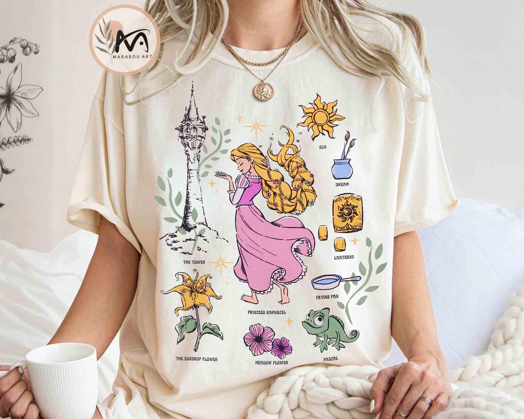Disney Tangled Characters Watercolor Shirts, Rapunzel Princess Sun ...