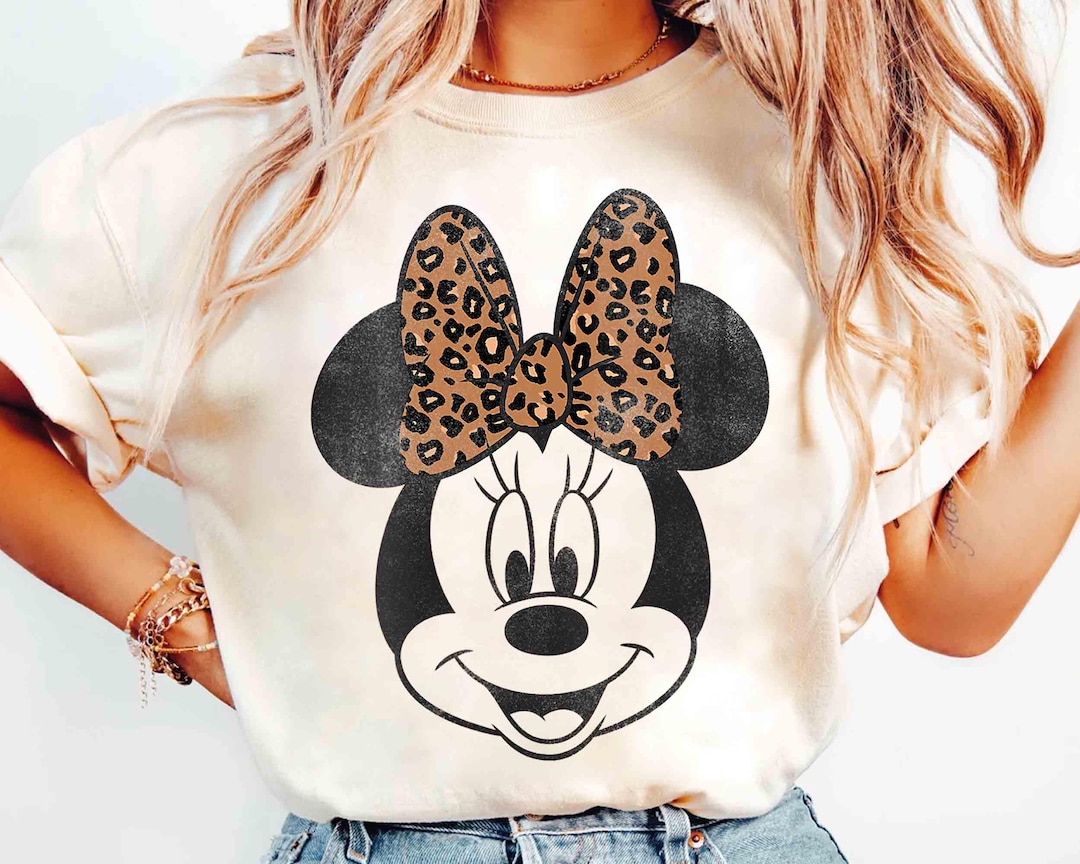 Vintage Disney Minnie Mouse Leopard Bow Portrait Shirt, Mickey and ...
