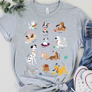 Cute Disney All Pets Movie Dogs Group Jumble Shirt, Pluto Copper Pongo ...