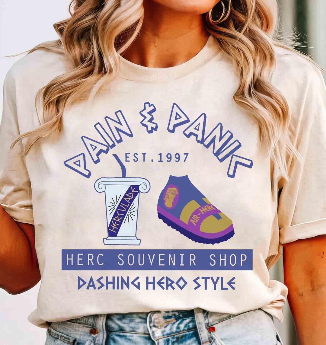 Disney Hercules Pain & Panic Herc Souvenir Shop 1997 Shirt, Megara Phil ...
