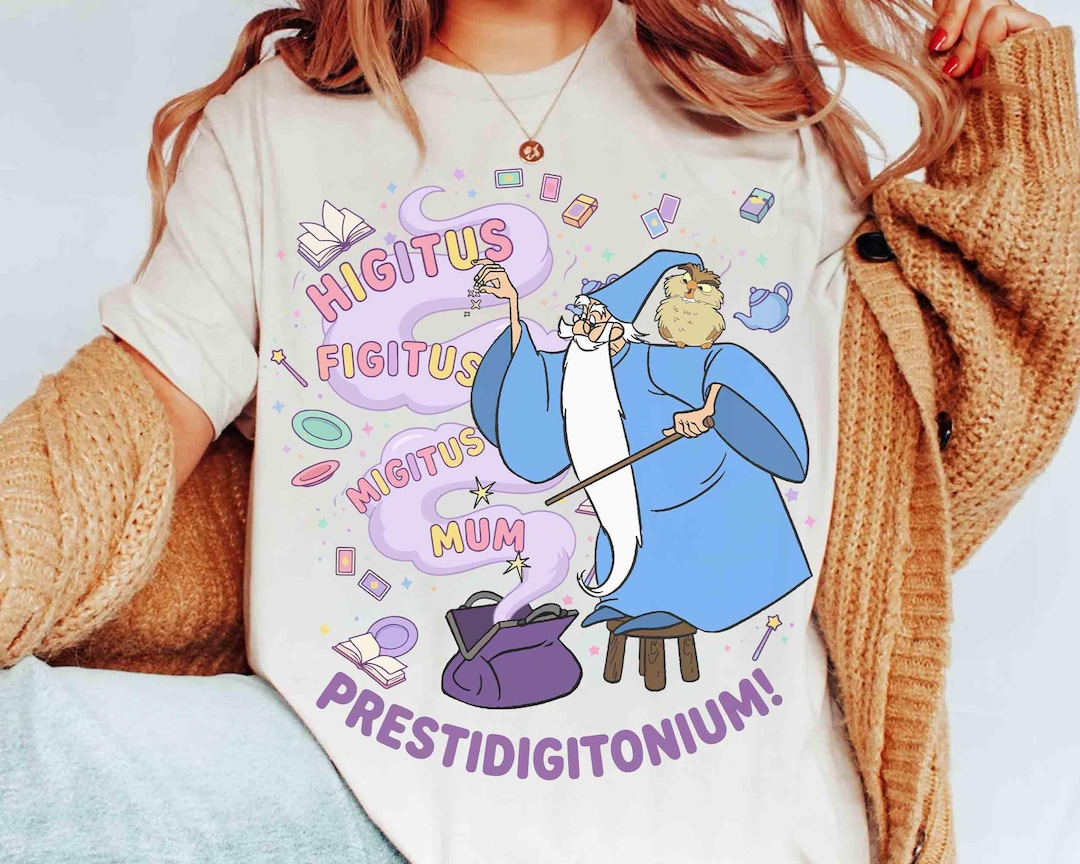 Merlin Wizard Archimedes the Owl Higitus Figitus Comfort Colors T-shirt ...