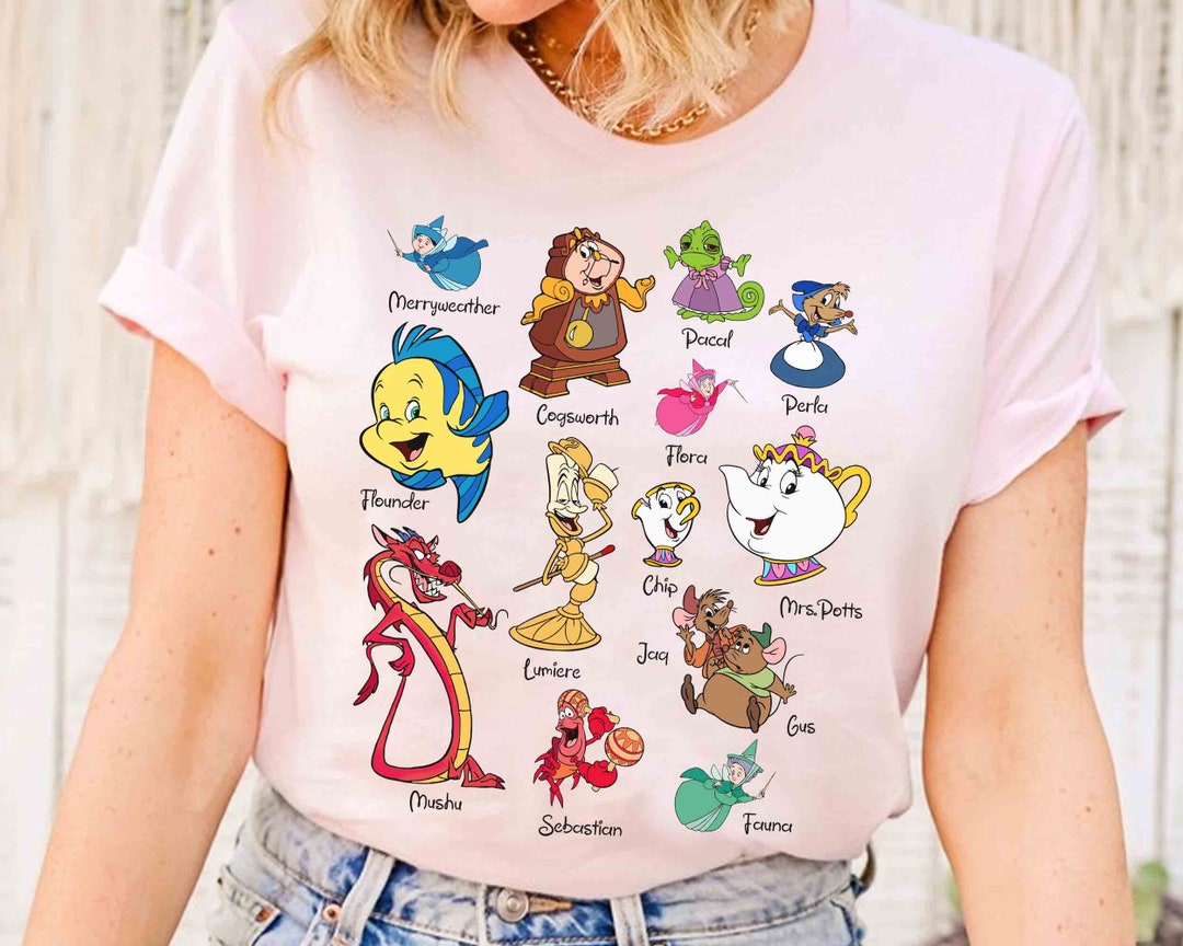 Disney Princess Sidekick Identification Characters Group T-shirt ...