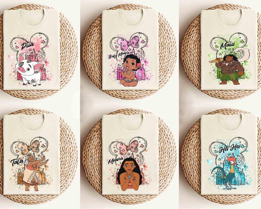 Disney Castle Watercolor Moana Characters Shirts, Moana 2 Movie 2024 ...