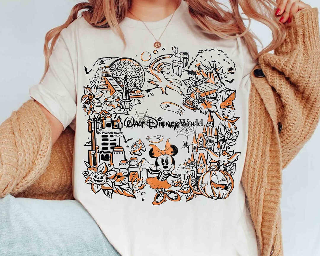 Vintage Minnie Mouse Skeleton Walt Disney World Halloween Shirt, Disney ...
