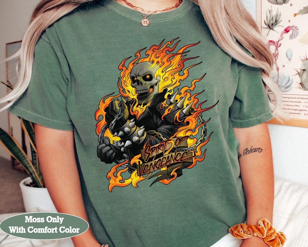 Marvel Ghost Rider Spirit of Vengeance Flaming Skull Shirt - Etsy