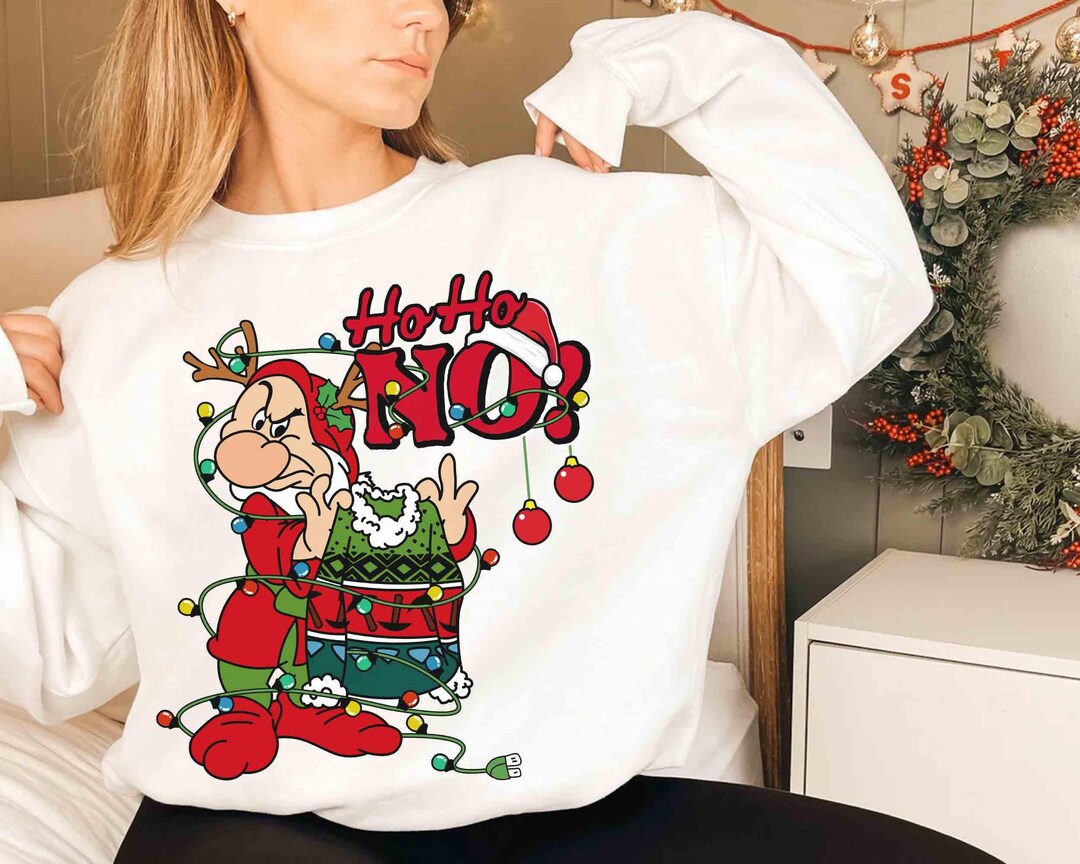 Funny Grumpy Dwarf Ho Ho No Christmas Light T-shirt, Disney Snow White ...