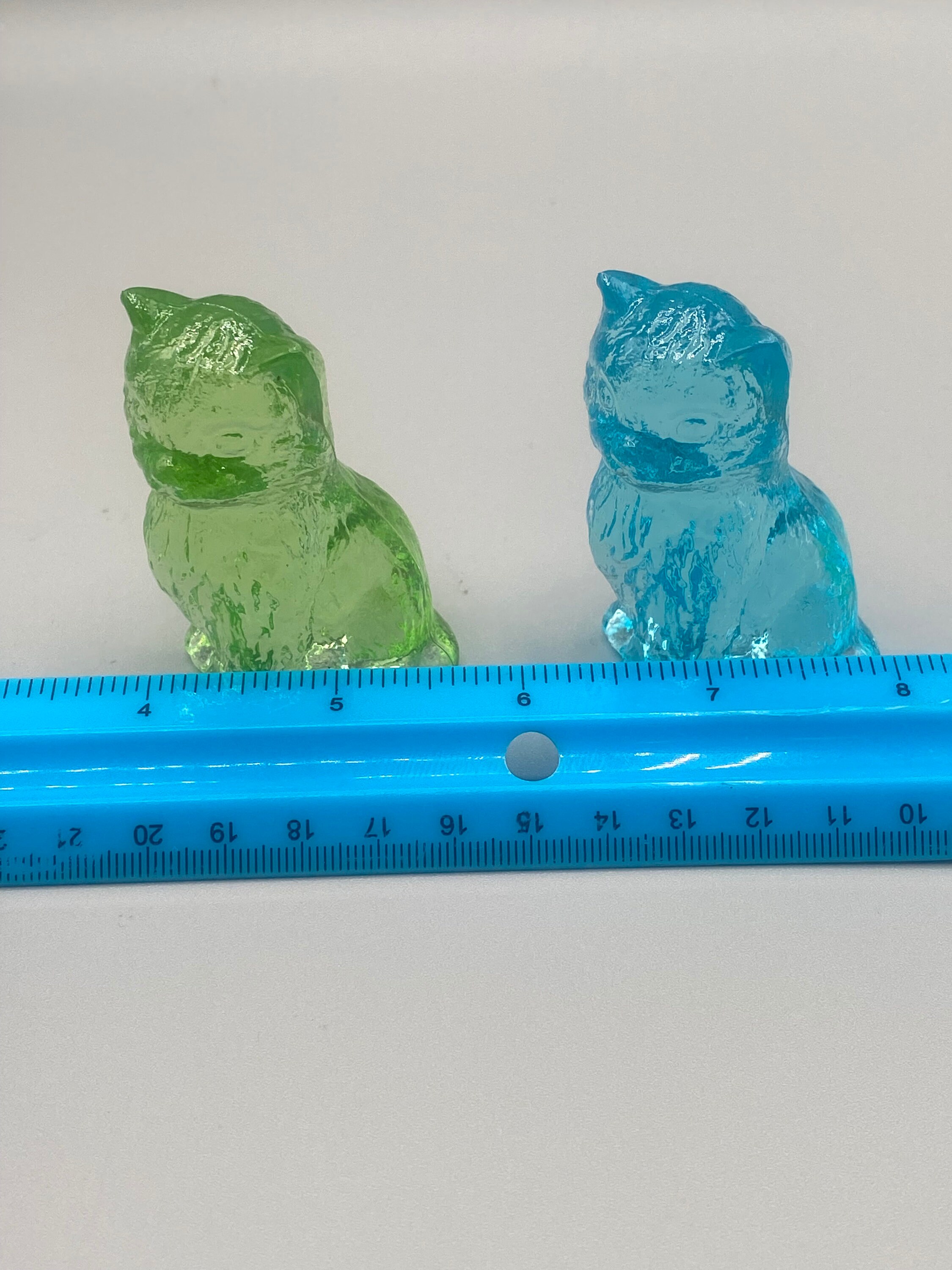 Vaseline Glass Selenium Uranium Glow Cat Figurines Choose From Blue ...