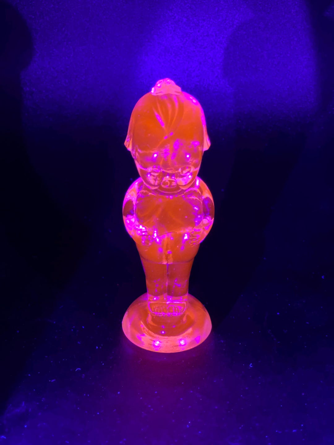 Blue Vaseline Glass Selenium Pink UV Glow Kewpie Doll Figurine - Etsy