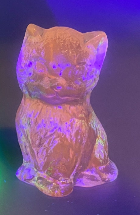 Vaseline Glass Selenium Uranium Glow Cat Figurines Choose From Blue ...