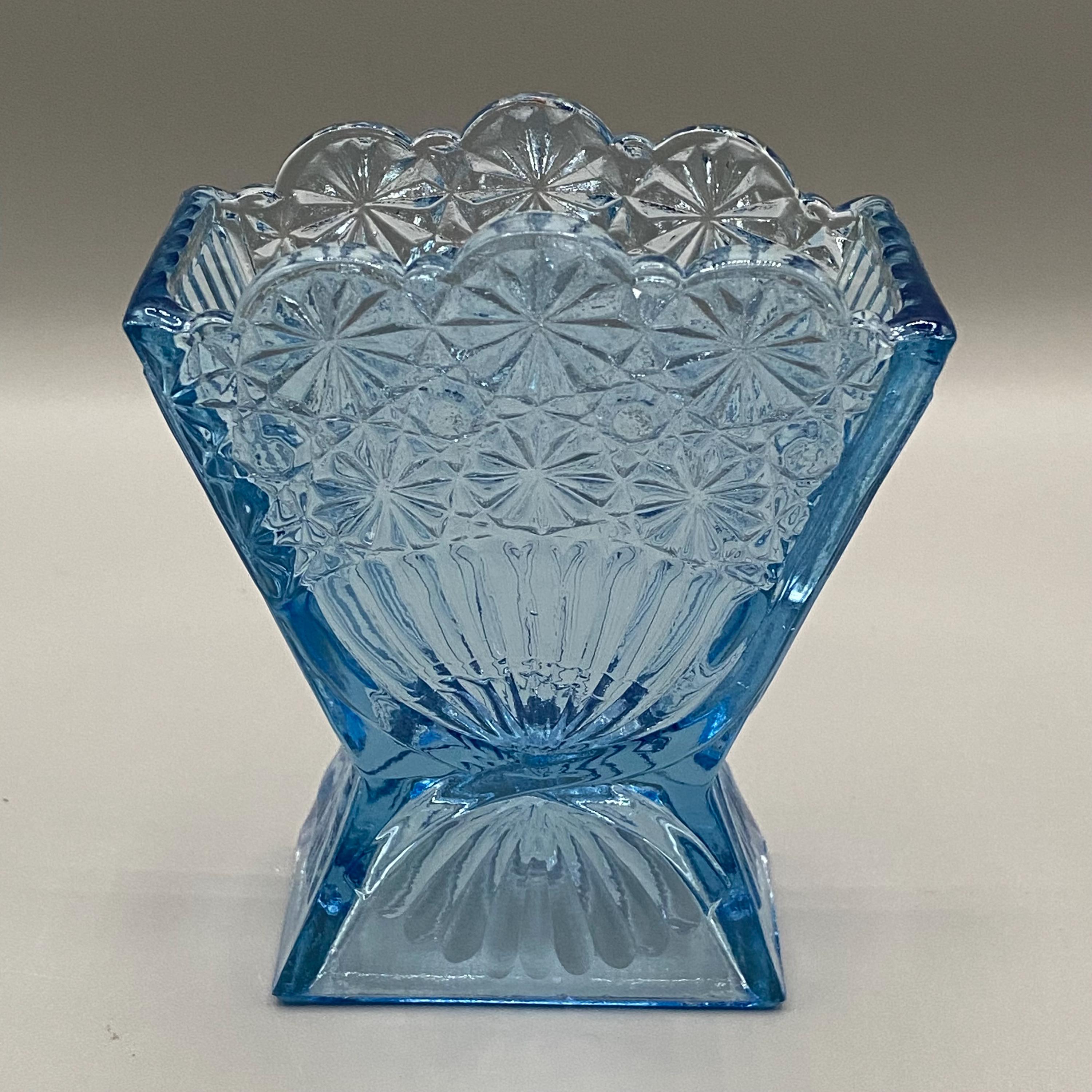 Blue Vaseline Glass Selenium Pink UV Glow Daisy and Button Fan Vase - Etsy