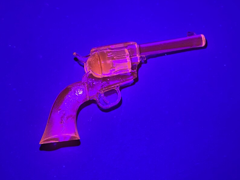 Blue Vaseline Glass Selenium Pink Glow Gun Pistol Revolver Wilkerson ...
