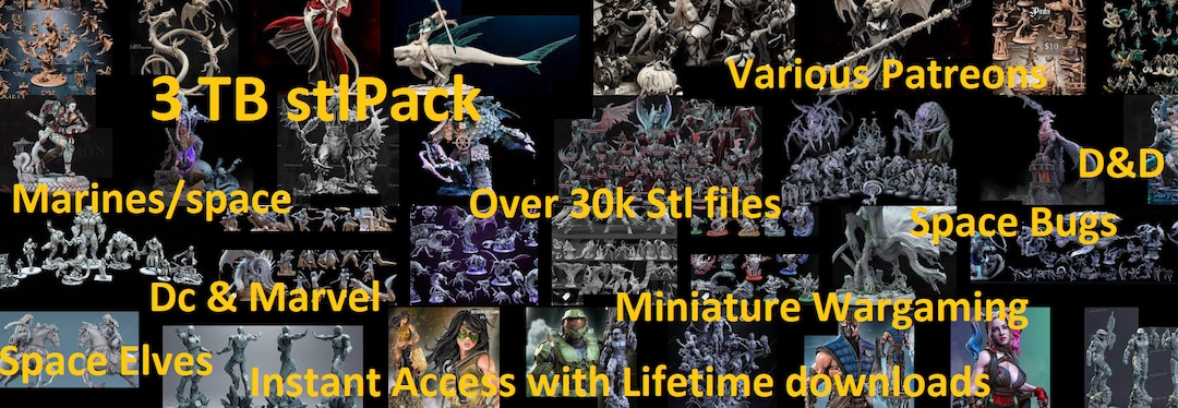 D&D Miniatures BIG PACK 10tb 3D Printer Files 3D Miniatures Pack STL ...