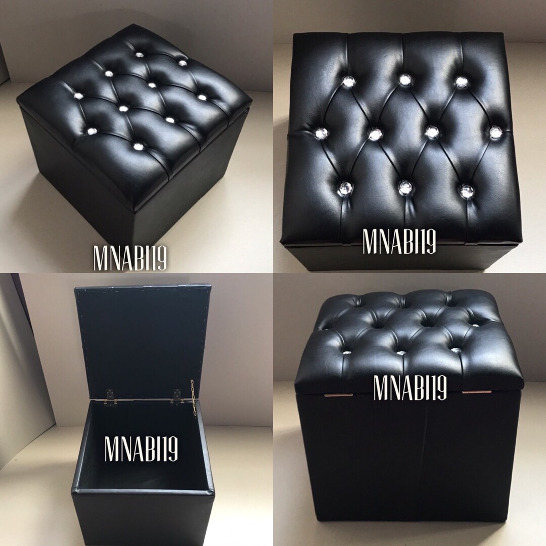 Black Faux Leather Upholstered Storage Cubes 1 Seater - Etsy UK
