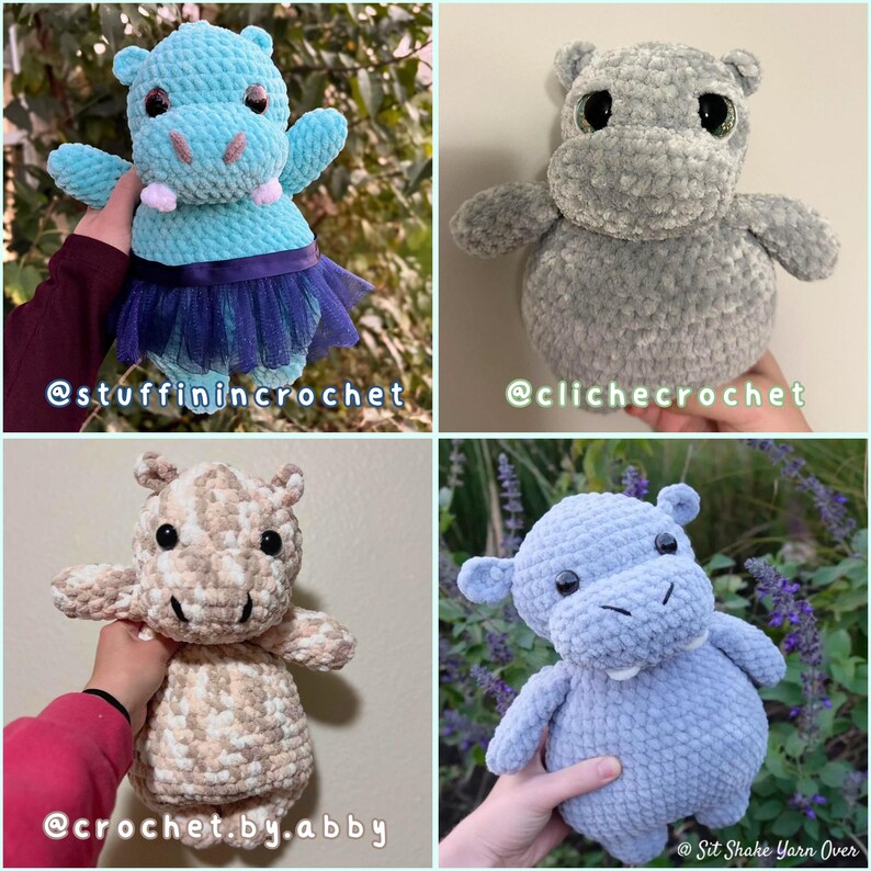 Crochet PATTERN Hippo, Amigurumi Tutorial PDF in English, Crochet Hippo ...