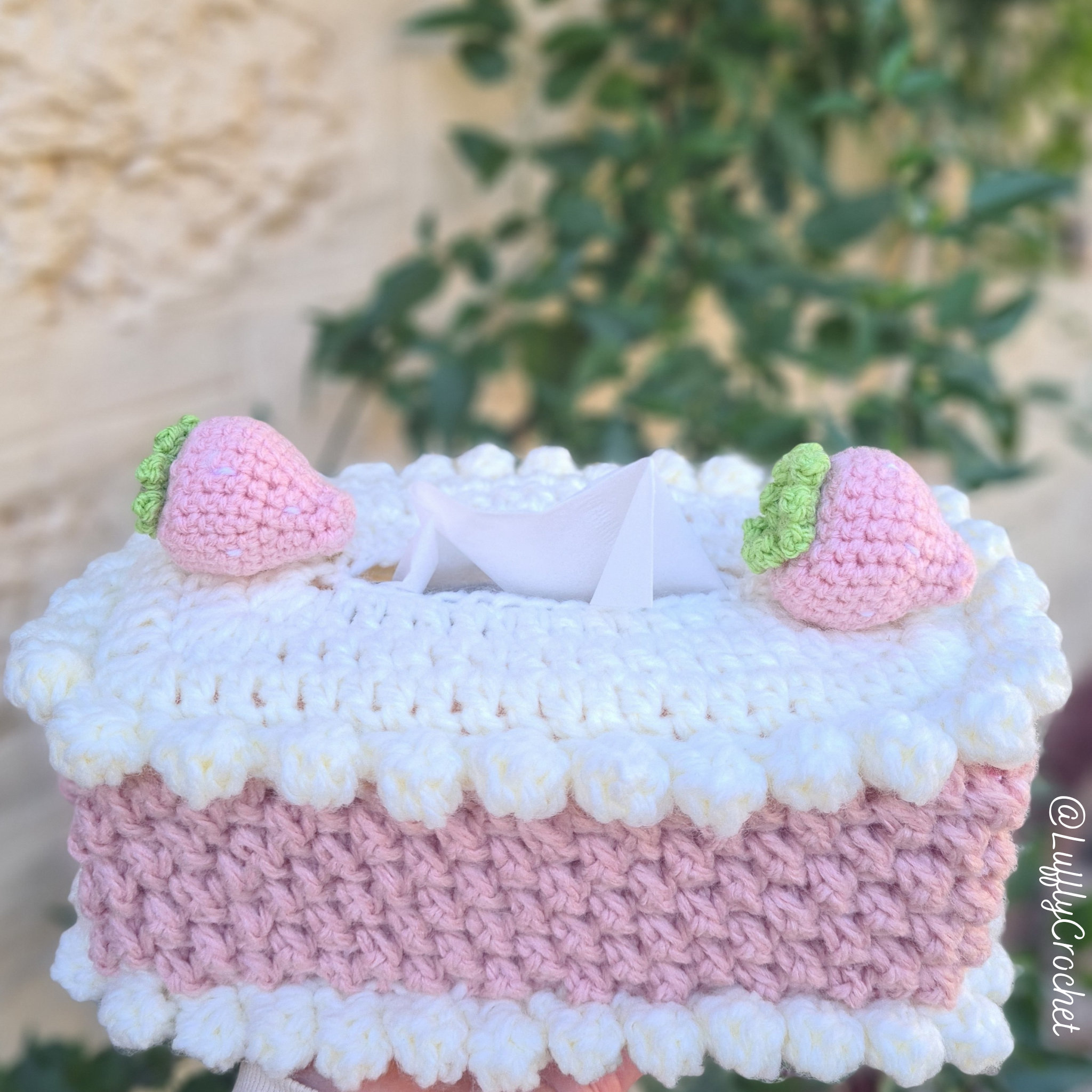 Crochet Strawberry Cake Tissue Box Cover Pattern, Crochet Tissue Box ...
