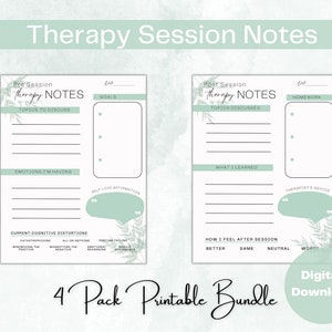 Therapy Pre & Post Session Fillable Notes in Sage Green, Helpful ...