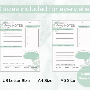 Therapy Pre & Post Session Fillable Notes in Sage Green, Helpful ...