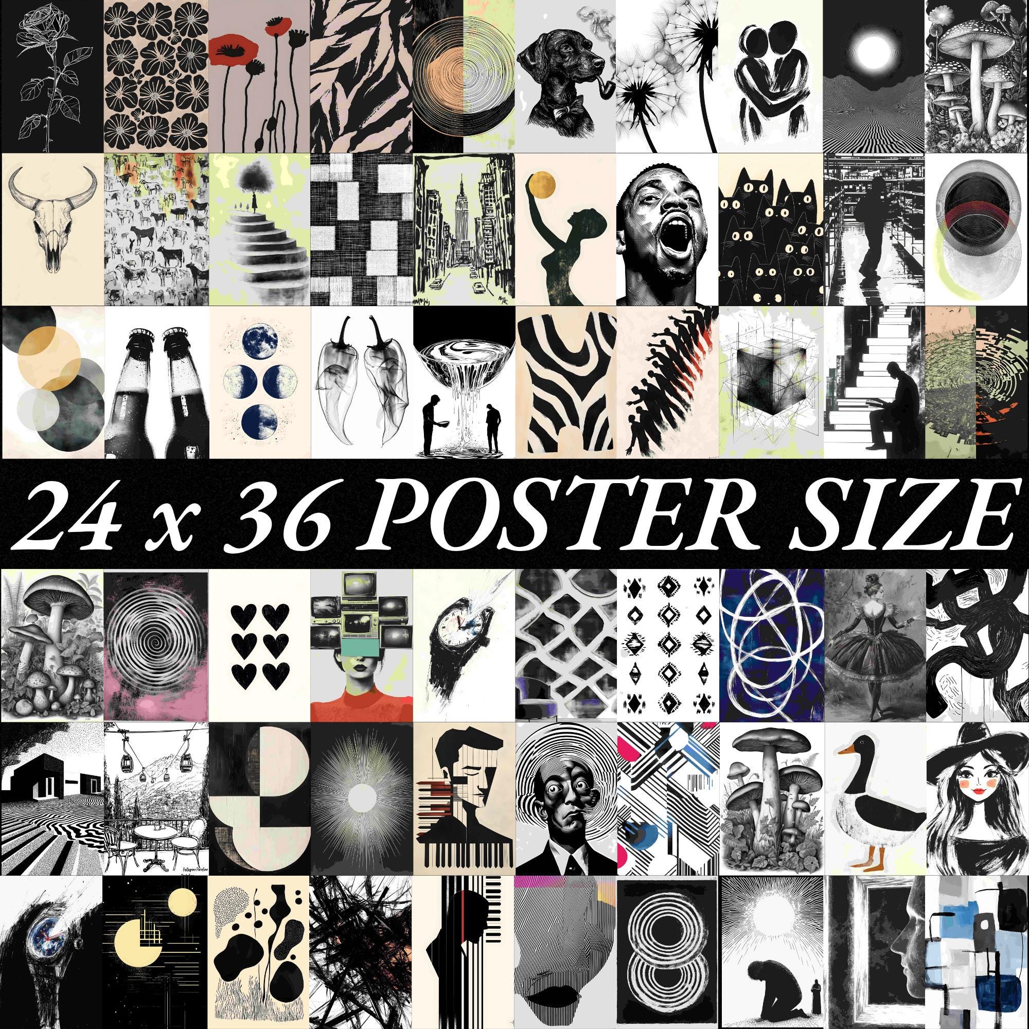 Vintage Music Posters Bundle, 12230+ Band Poster Set, Rock Concert ...