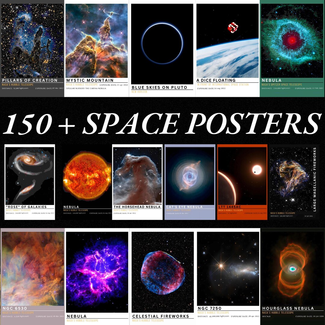 Stunning Space Poster Bundle - 150+ NASA Hubble & James Webb Telescope ...