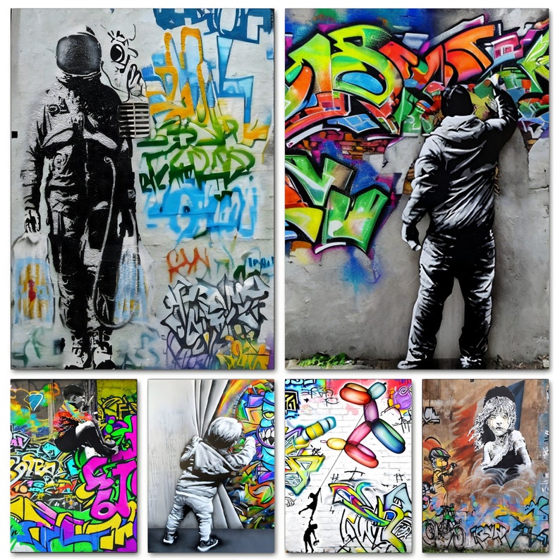 Banksy Wall Art Set of 400 Iconic Street Graffiti Prints, Urban ...