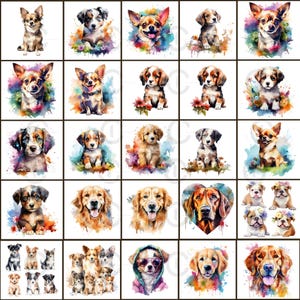 Watercolor Dog Clipart Bundle, 150+ Dog Portraits PNG, Transparent ...
