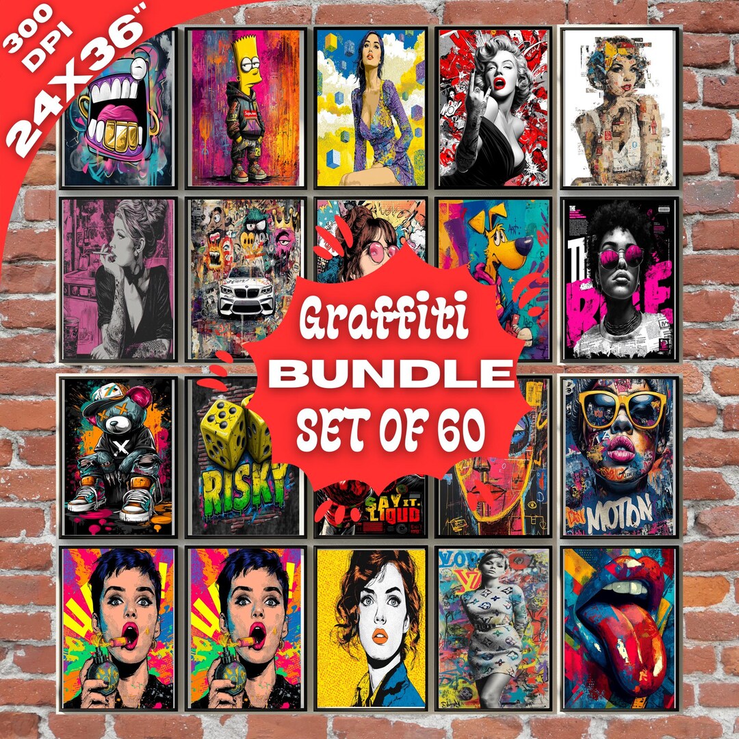 Graffiti Pop Art Bundle | Colorful Urban Street Art Wall Decor Poster ...
