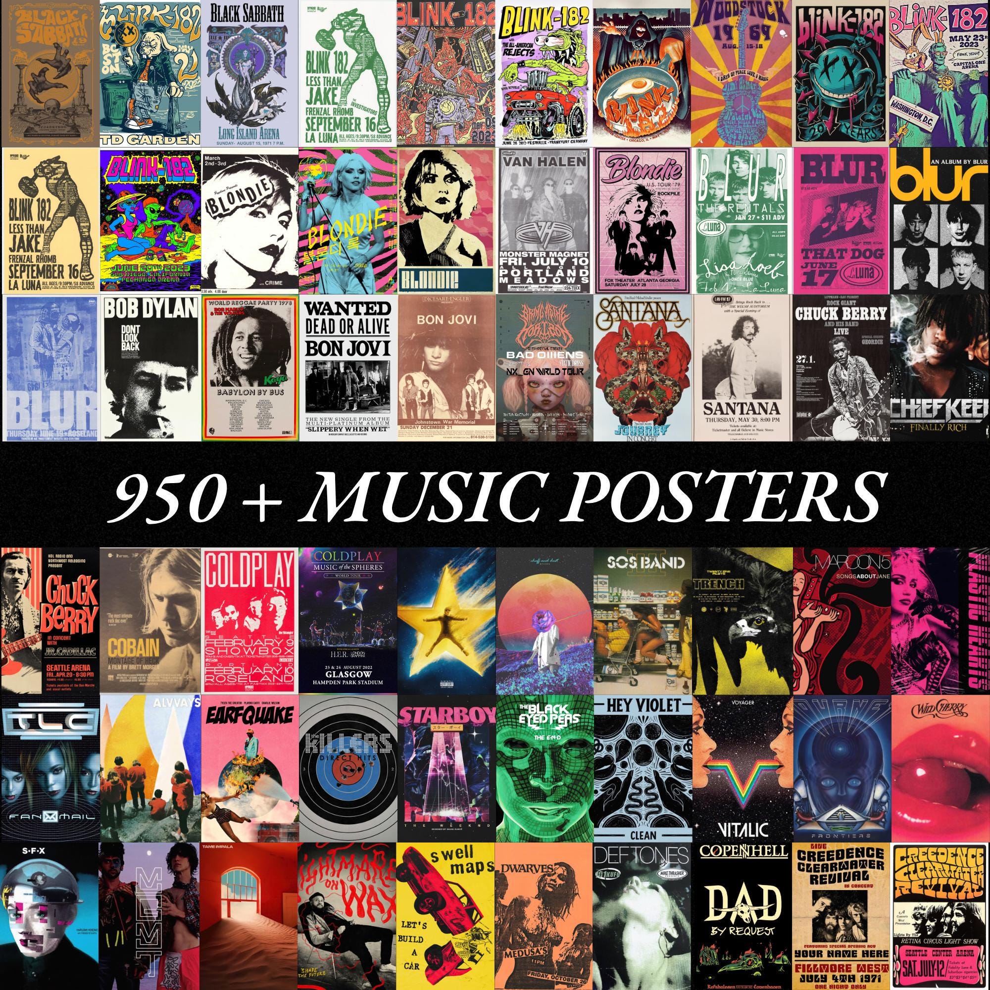 Vintage Music Posters Bundle, 12,230+ Vintage Rock Band Posters Bundle ...