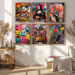 Graffiti Digital Art Bundle Set of 8,colorful Graffiti Wall Art Prints ...