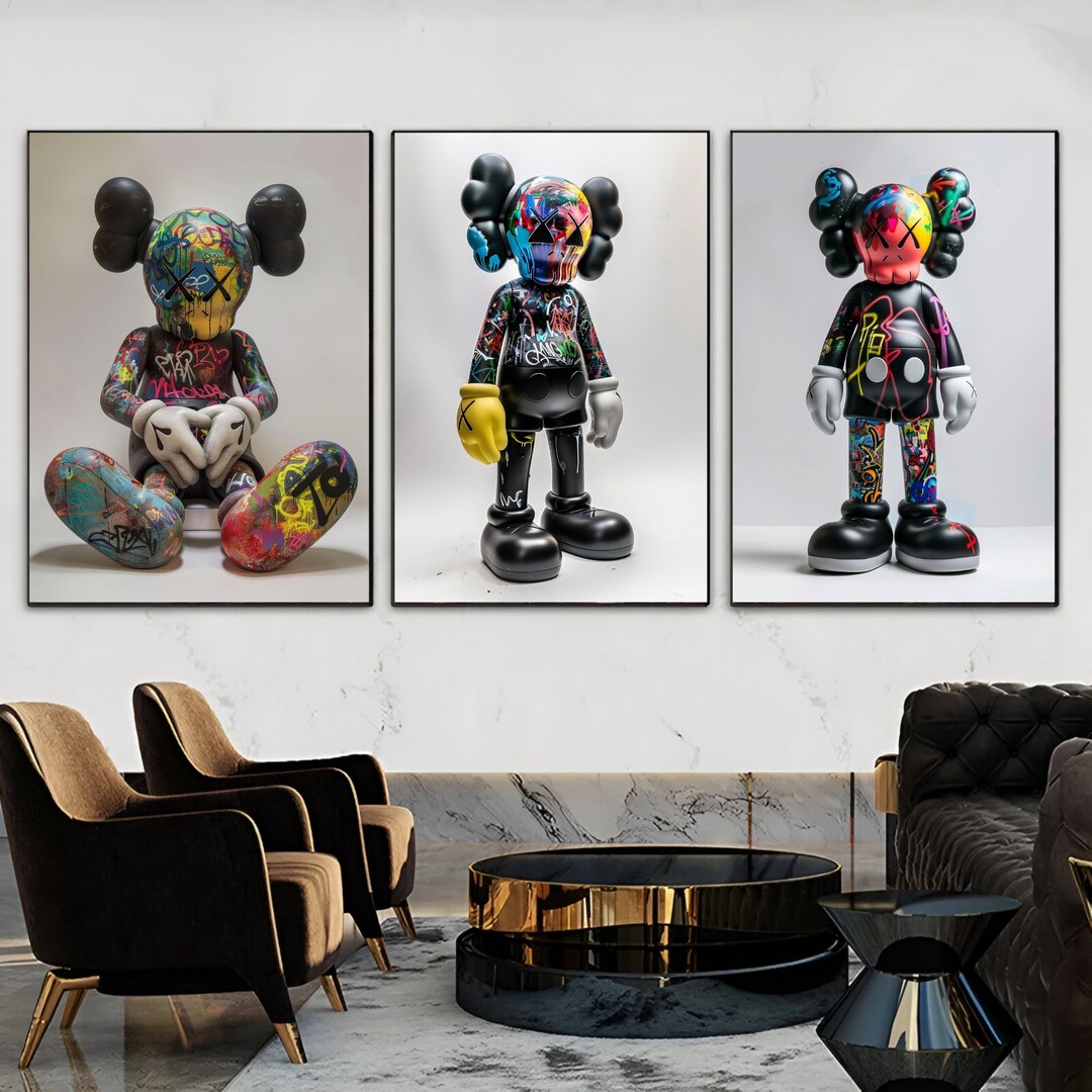 Set of 3 KAWS Poster Inspired Graffiti Art Prints | Digital Printable ...