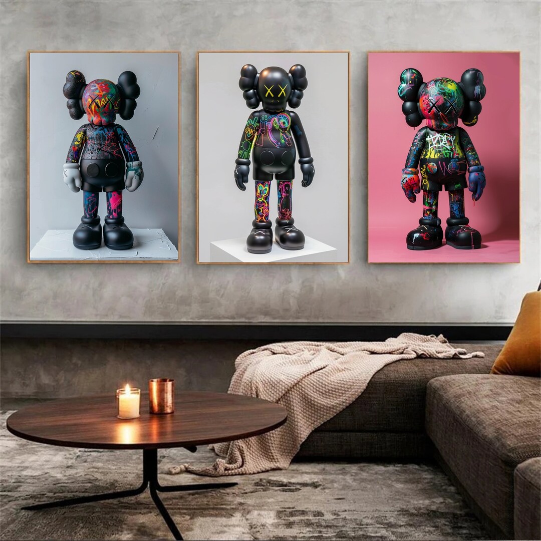 KAWS Poster Set of 3, Graffiti KAWS Art Print, KAWS Figures Digital ...