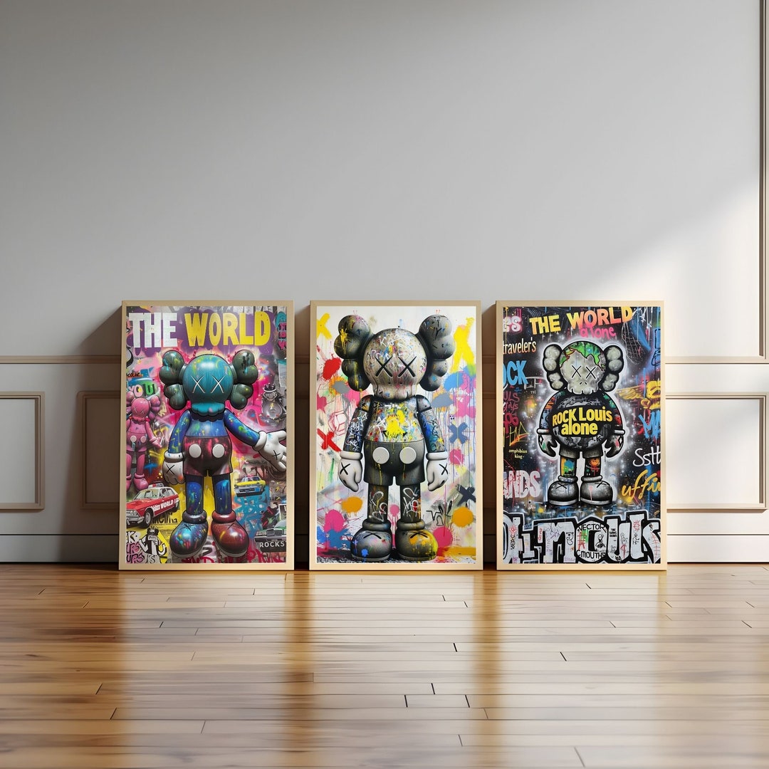 KAWS Set of 3 Posters, KAWS Figure Printables, Minimalist Hypebeast ...