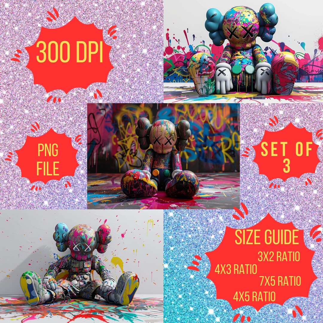 KAWS Poster Set of 3, KAWS Figure Printables, Minimalist Hypebeast Art ...