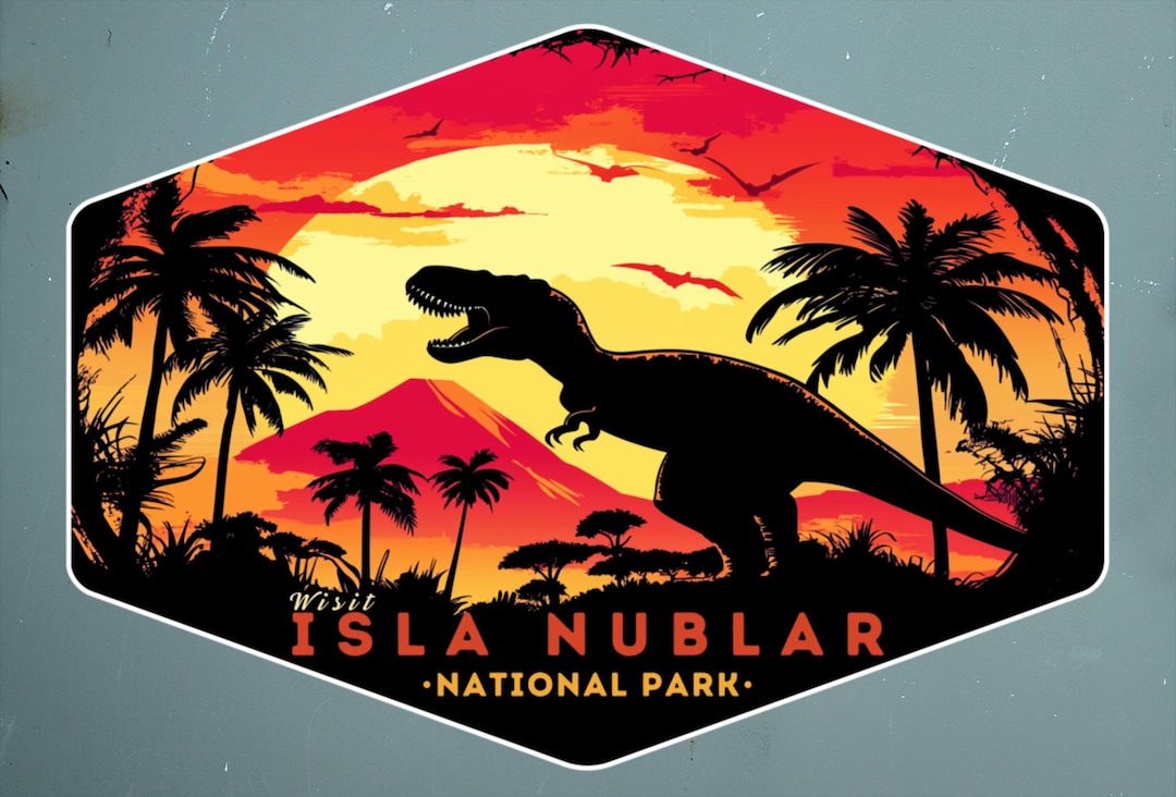 Jurassic Park Isla Nublar National Park Sticker | T-rex Dinosaur Fan ...