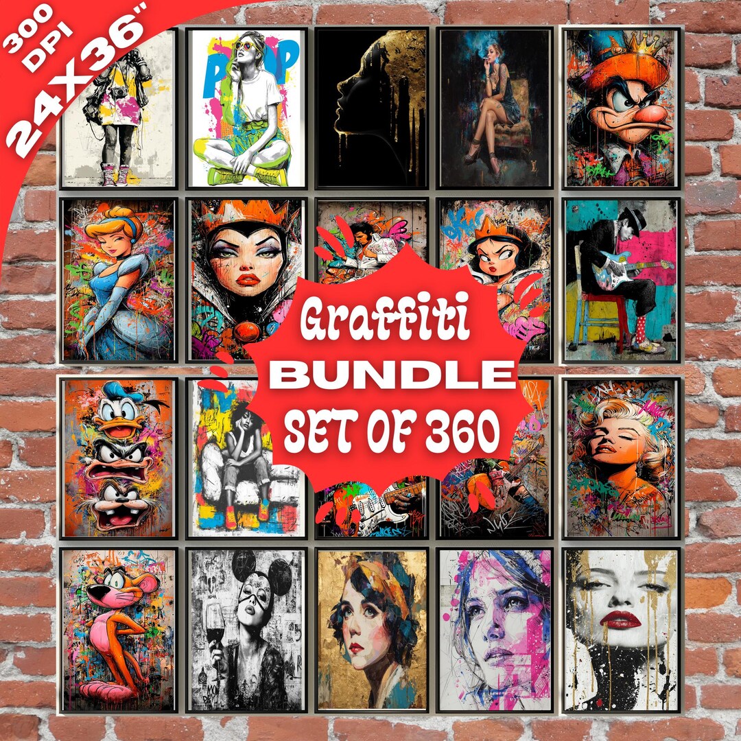 Graffiti Wall Art Bundle Printable Street Art Posters Set of 360 ...
