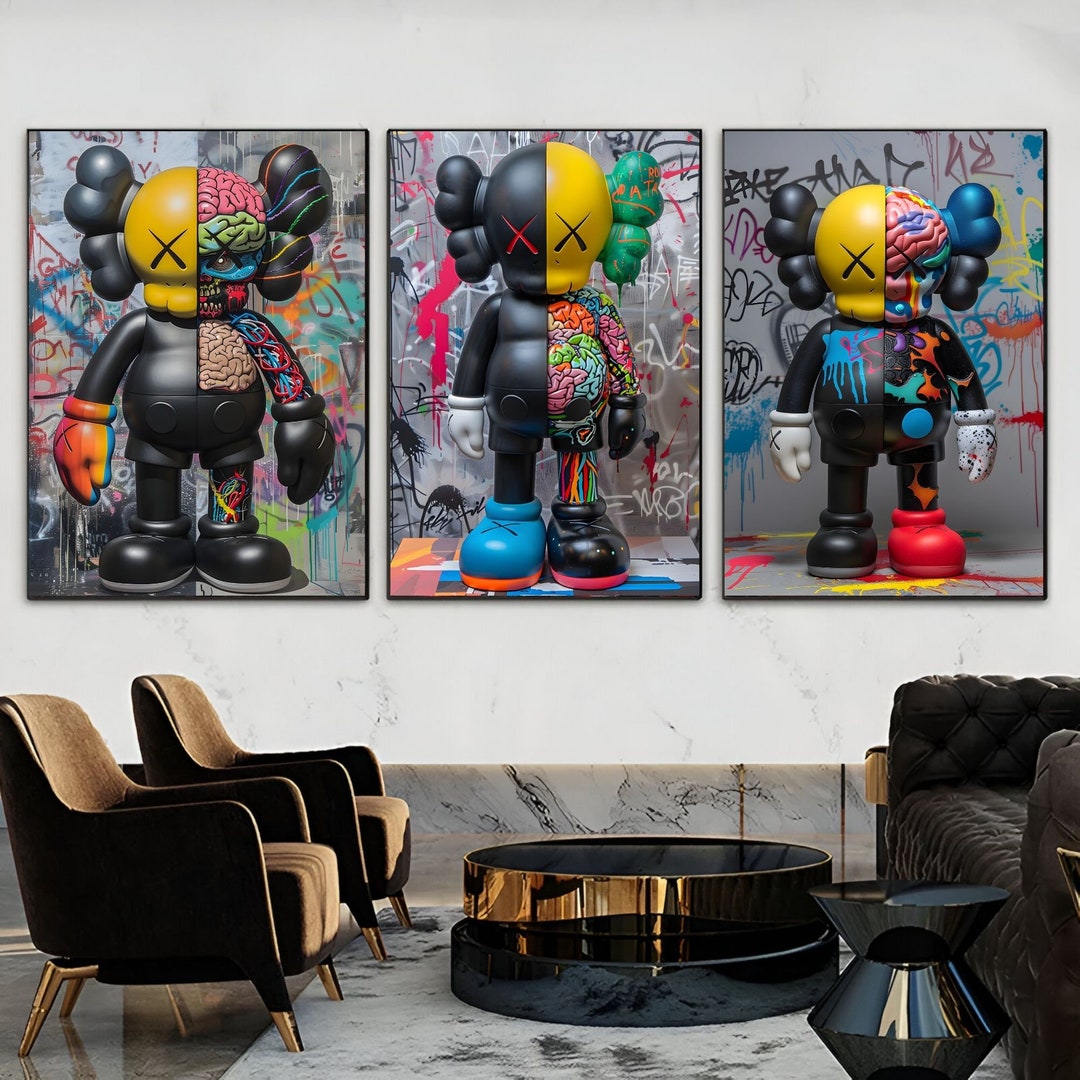 KAWS Poster,pop Art Posters,kaws Figure Wall Art, 3-piece Hypebeast ...
