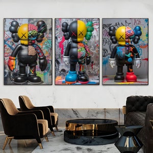 KAWS Set of 3 Pop Art Posters,kaws Figure Wall Art, 3-piece Hypebeast ...