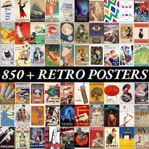 Vintage Music Posters Bundle, 12230+ Band Posters, Rock Concert Collage ...