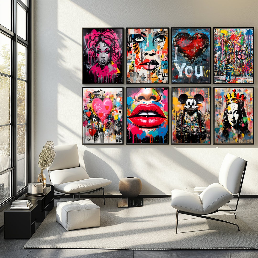 Graffiti Wall Art Set of 8 , Bundle of 8 Street Art ,graffiti Poster ...