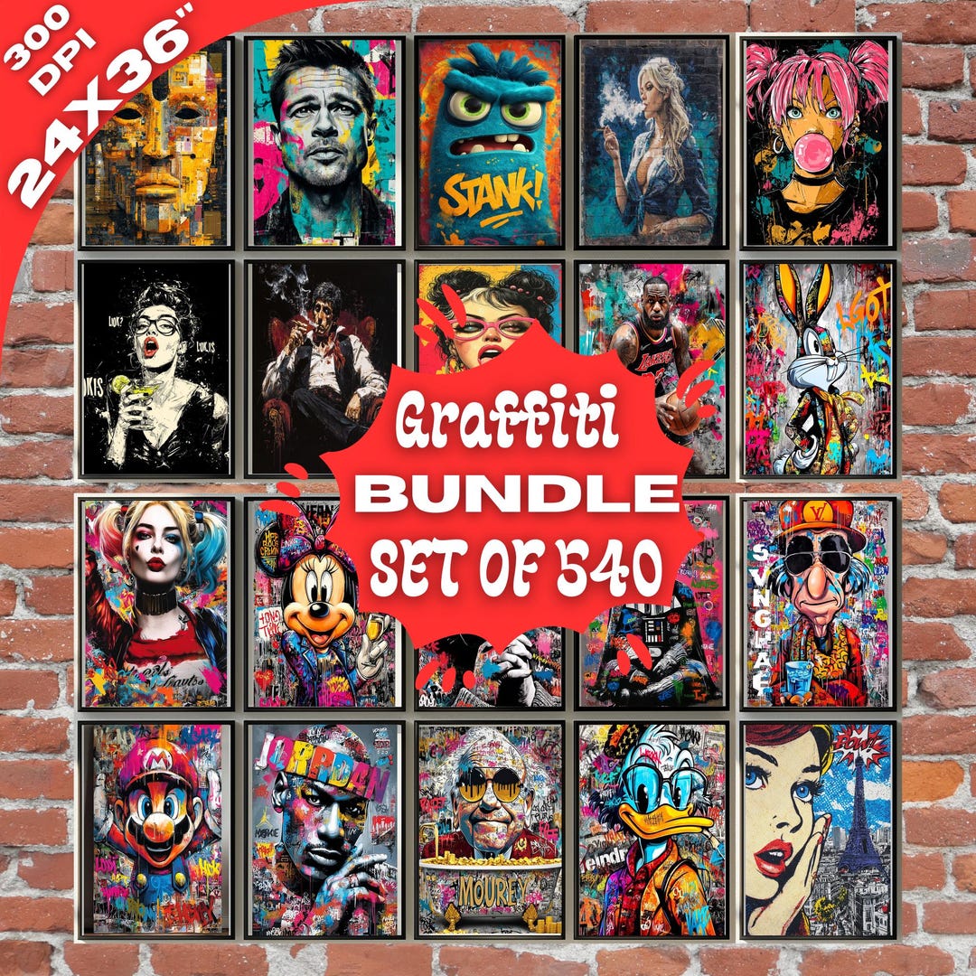 Graffiti Poster Set of 540 Printable Street Art Bundle 24x36 Digital ...