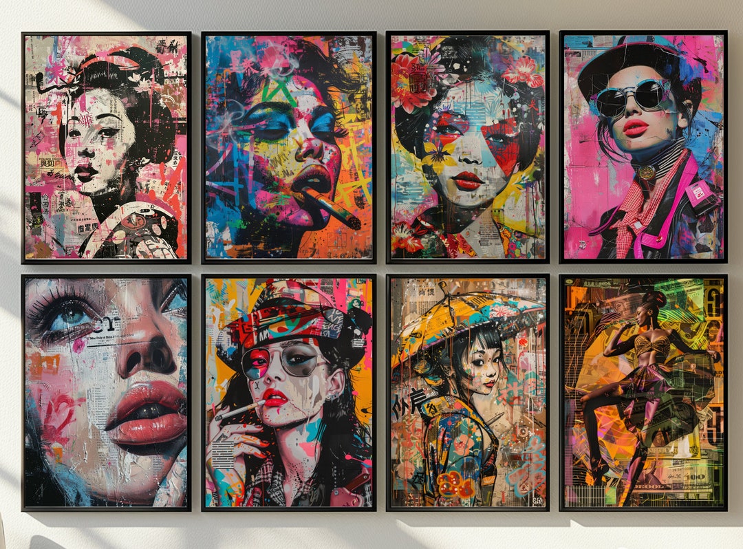 Graffiti Wall Art Set of 8,street Pop Art Print Set,printable Fashion ...