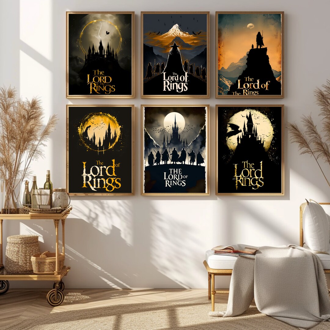Set of 6 Lord of the Rings Poster Printable PNG, Middle Earth, LOTR ...