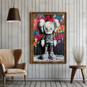 KAWS Poster Set of 3, Digital Graffiti KAWS Art Prints, Modern ...