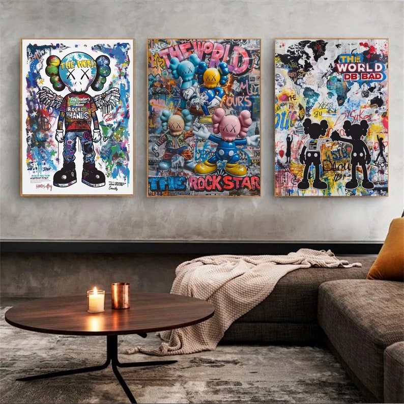 Set of 3 KAWS Poster, Kaws Figure Poster,printables Minimalist ...