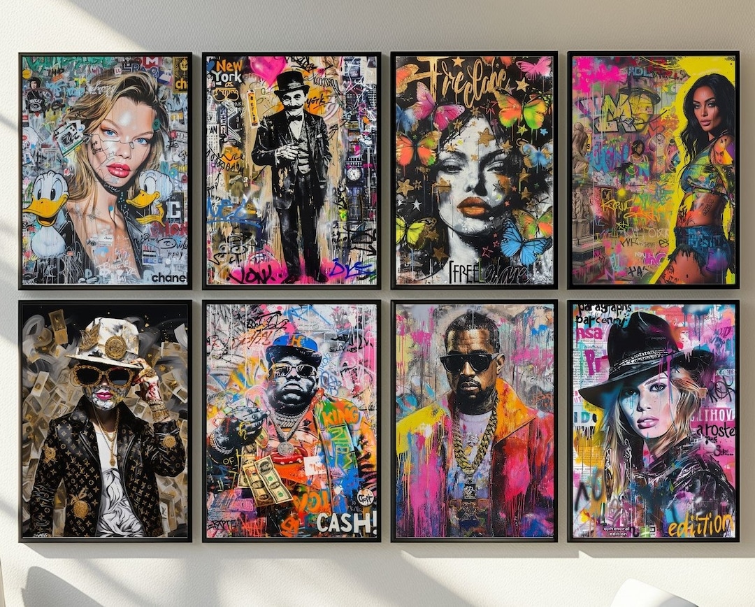 Set of 8 Graffiti Wall Art,street Pop Art Print Set,printable Fashion ...