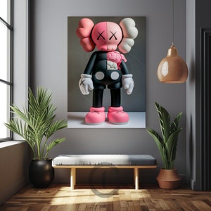 Pink Kaws Hypebeast Decorative Poster Set of 3 Pink KAWS Art Print ...