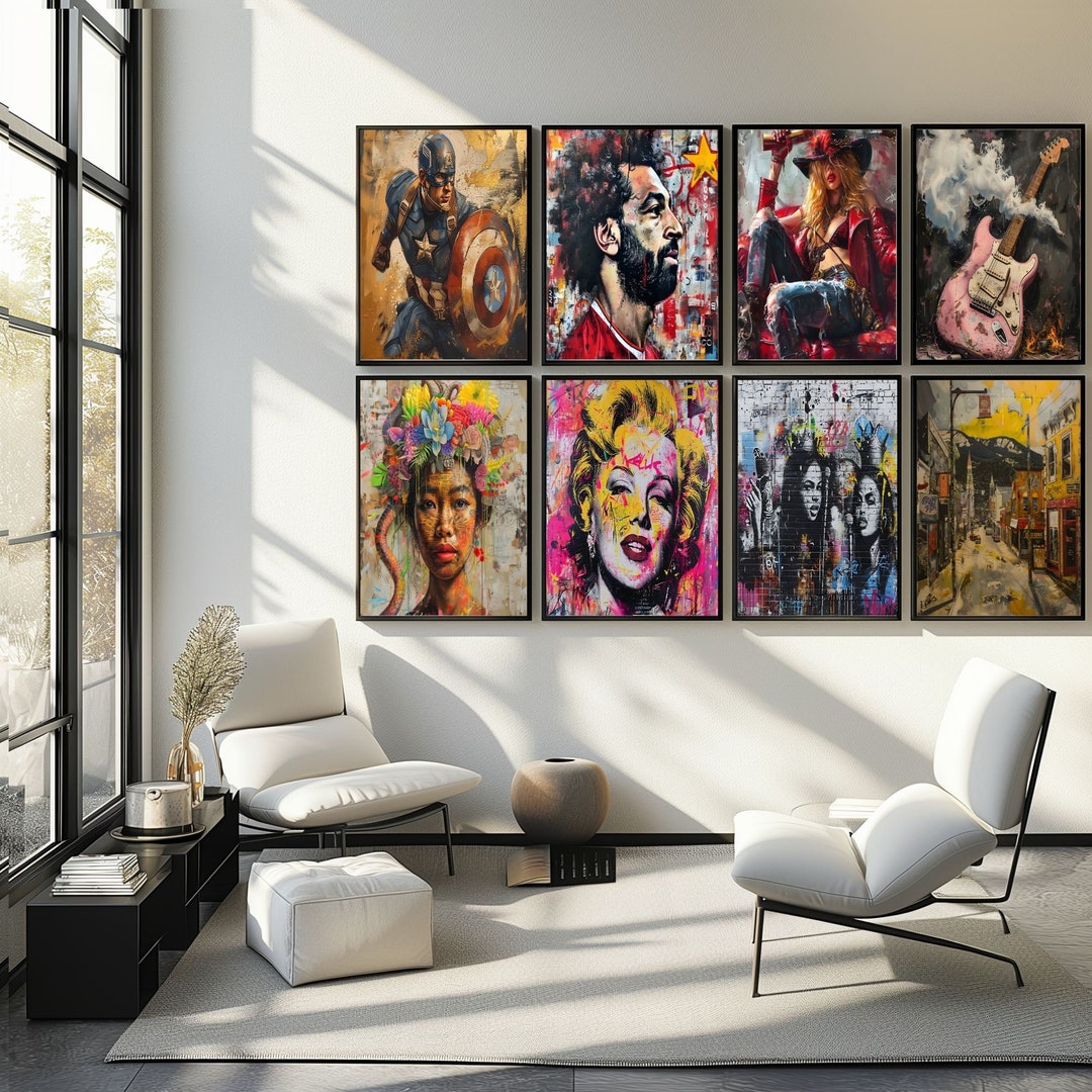 Bold Pop Art Wall Prints Set of 10 Digital Download, Iconic Music ...