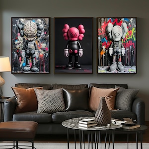 KAWS Poster Set of 3, Digital Graffiti KAWS Art Prints, Modern ...